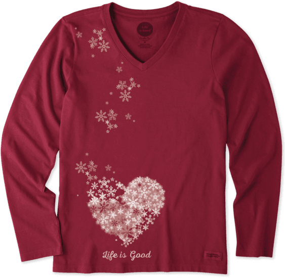 Download Women's Floating Hearts Long Sleeve Crusher Vee - Life Is Good ...