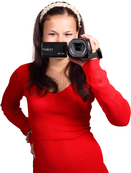 Download Girl Filming With Digital Camcorder Png Image - Girl With ...