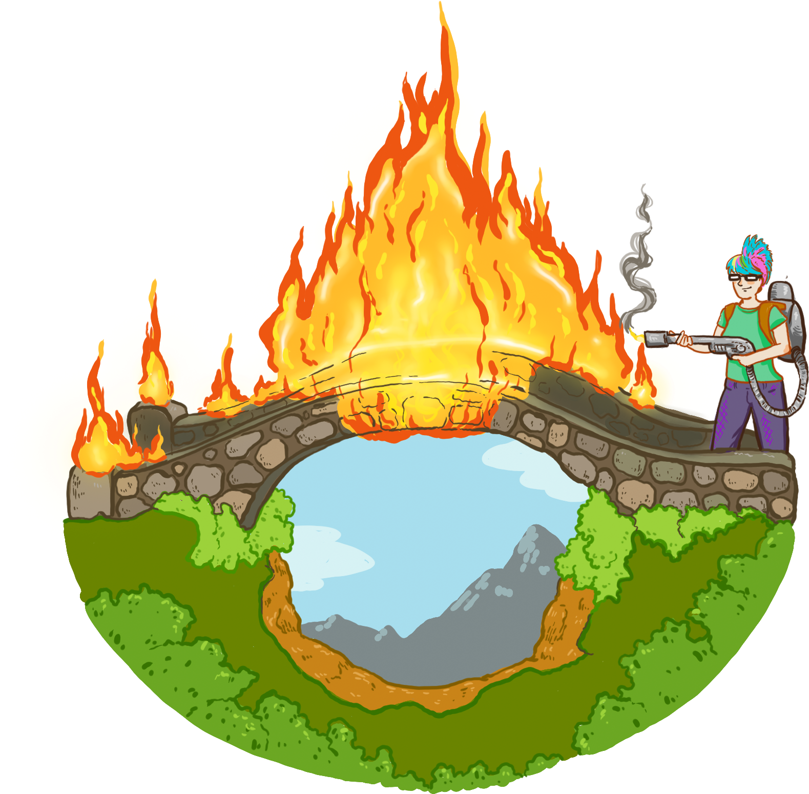 Download 28 Collection Of Burning Bridges Drawing - Burning Bridge ...