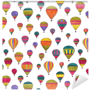 Download Hot Air Balloons Watercolor Hand Drawn Seamless Pattern ...