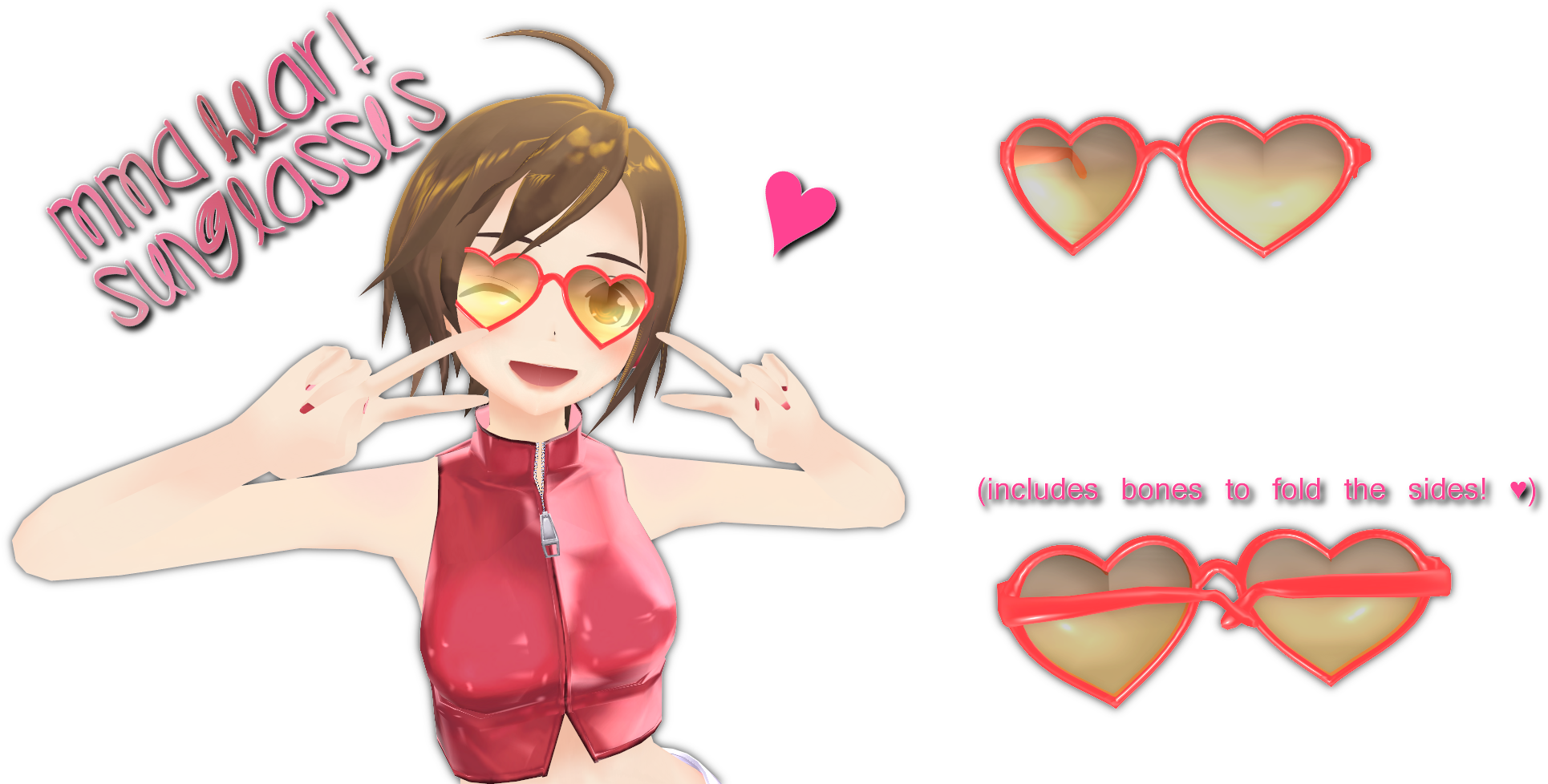 Download Mmd Heart Glasses By Tehrainbowllama On Deviantart - Mmd Heart ...