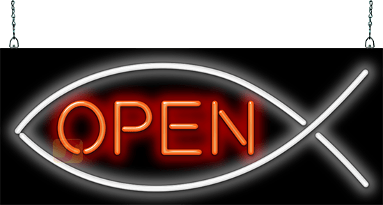 Download Christian Fish Open Neon Sign - Neon Sign - Full Size PNG ...
