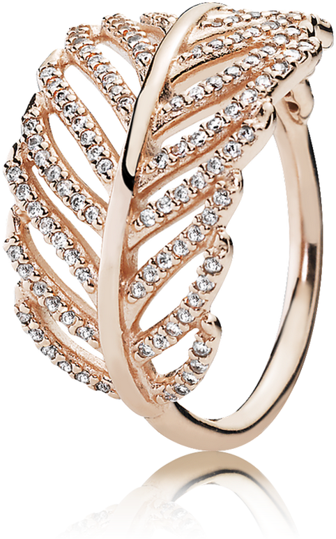 Download Pandora Rose Gold Feather Ring - Full Size PNG Image - PNGkit