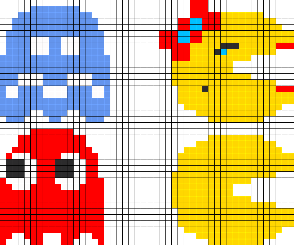 Download 8bit Pacman Ghosts Pt2 Perler Bead Pattern - Pac Man Perler ...