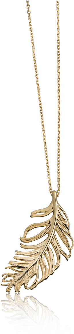 Download Feather Design Pendant In 14k Yellow Gold - Pendant - Full ...