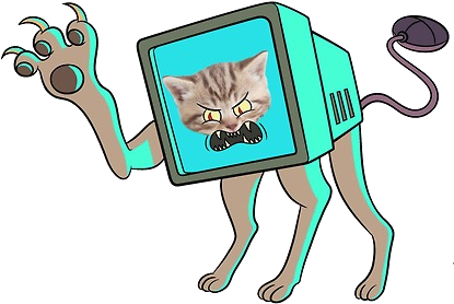 Download Computer Cat - Cartoon - Full Size PNG Image - PNGkit