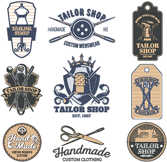 Download Set Of Vector Tailor Emblem, Signage, Logo, Tailor, - Vector ...