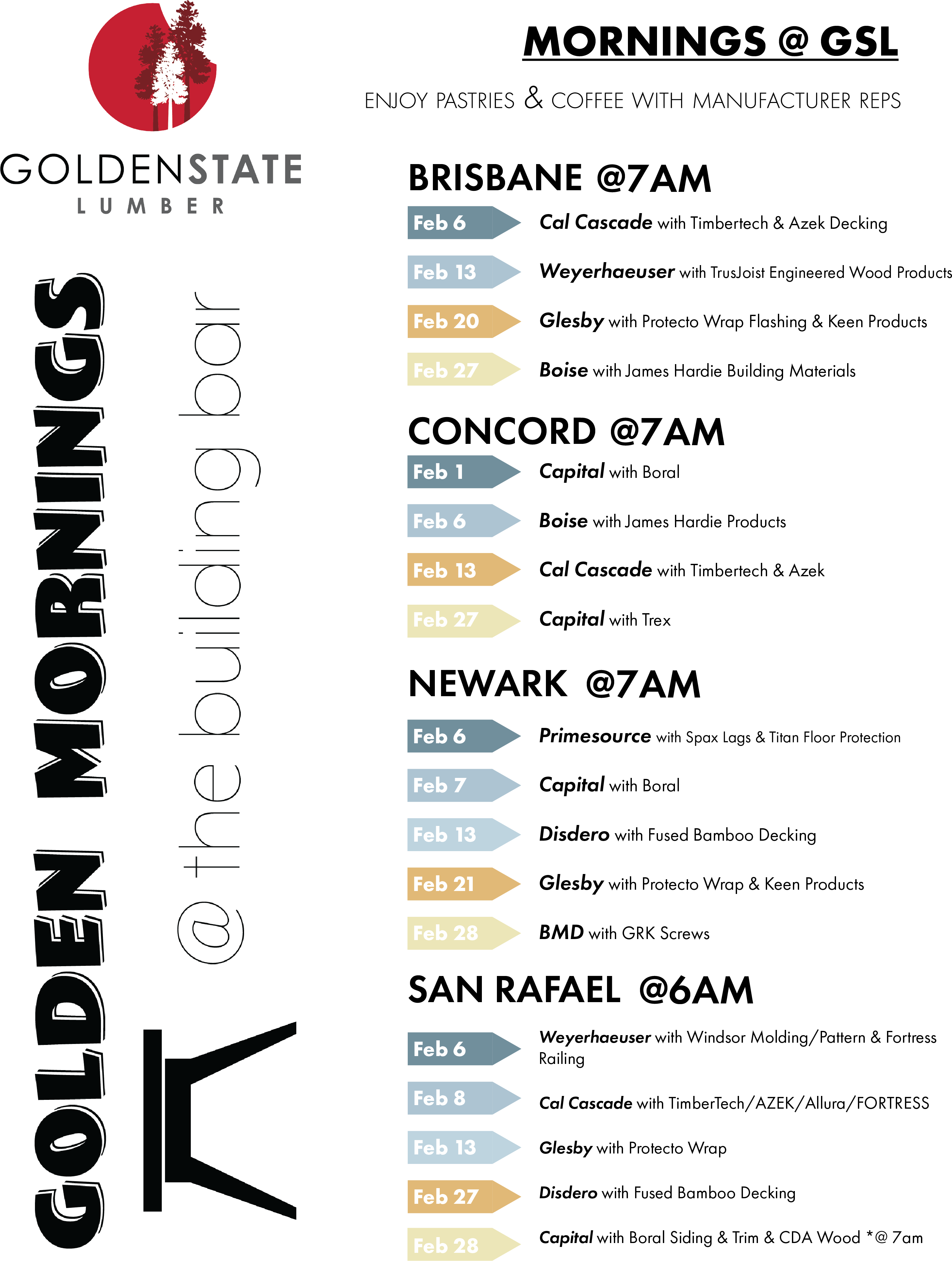 Download Febraury Golden Mornings - Golden State Lumber - Full Size PNG ...