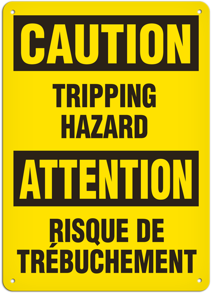 Download Transparent Safety Sign, Bilingual Caution Tripping Hazard ...