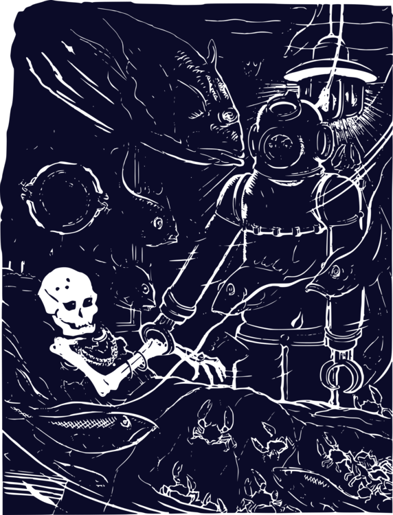 Download Skeleton Underwater Drawing Skull Sea - Clip Art - Full Size ...