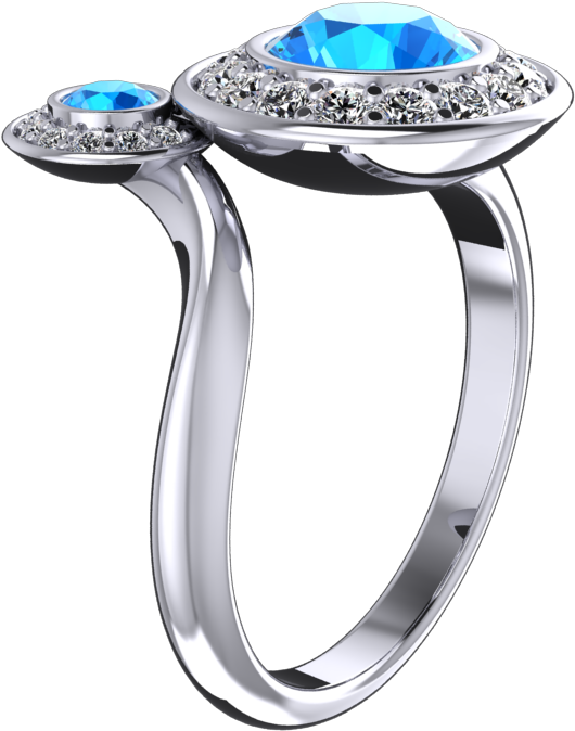 Download Natural Blue Topaz And Diamond Halo Ring Style - Pre ...