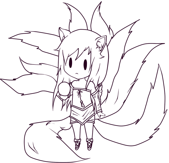 Download Ahri Chibi Lineart By Grumpythesheep On Deviantart - League Of ...