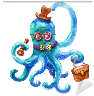 Download Cute Blue Business Octopus-octopus Life - Octopus - Full Size ...