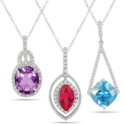 Download Gemstone Pendants - 1/10 Carat Diamond And Sapphire Pendant ...