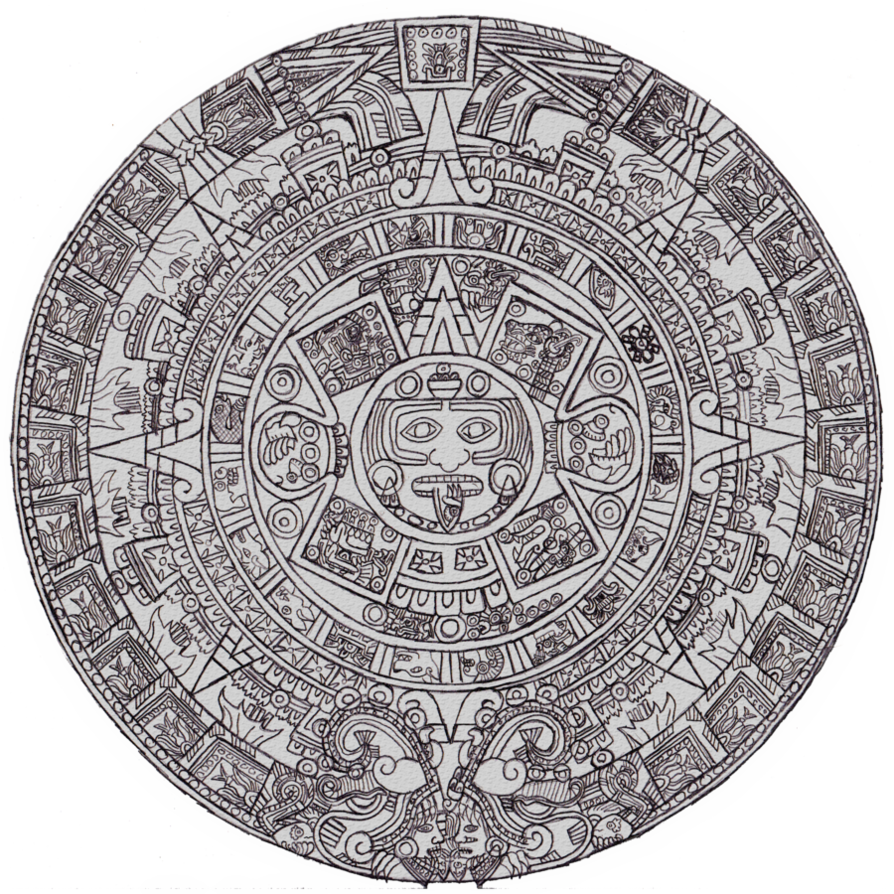 Download Collection Of Free Pattern Drawing Aztec - Aztec Sun Stone ...