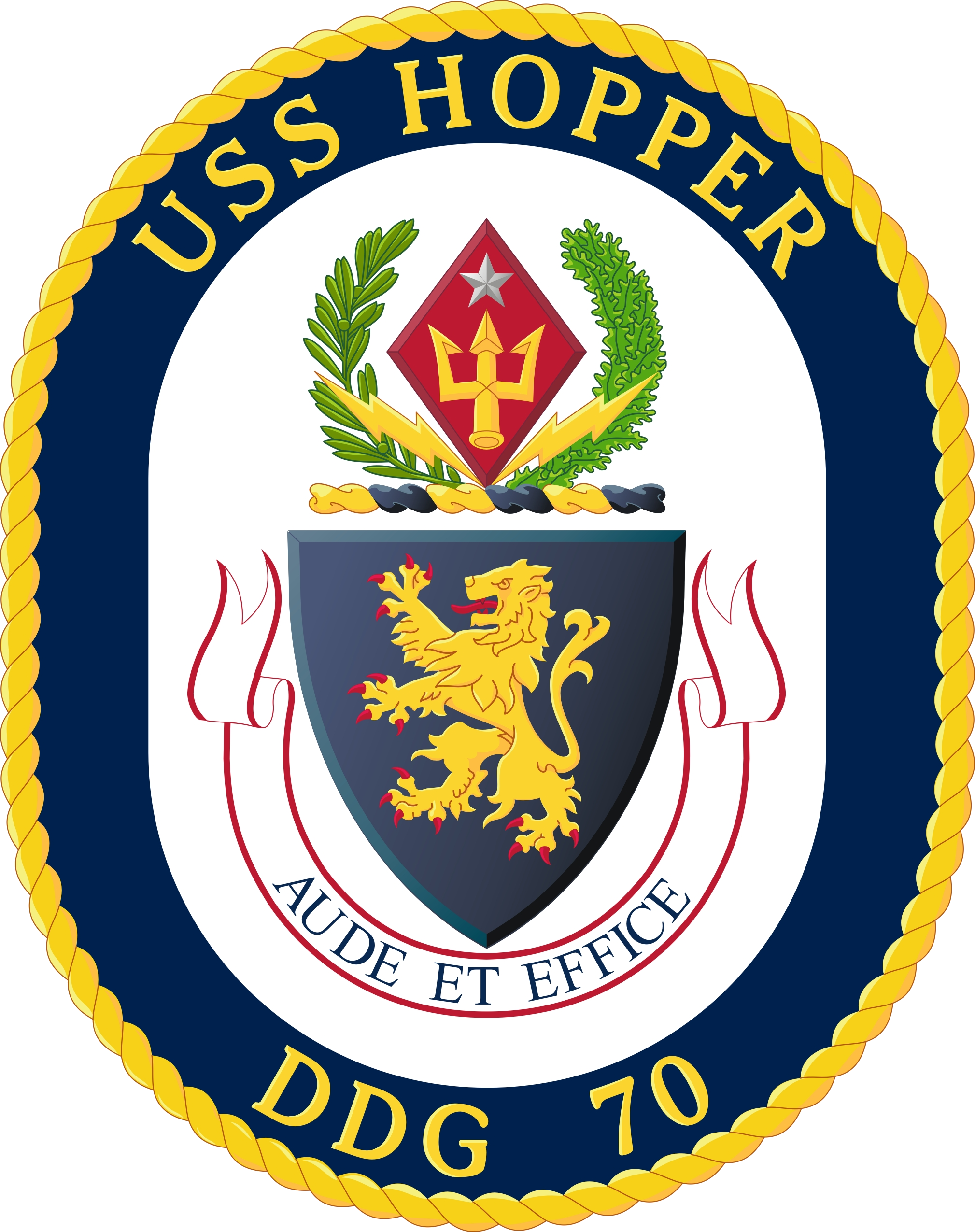 Download M Crest Png - Navy Uss Hopper Ddg-70 License Plate - Full Size ...