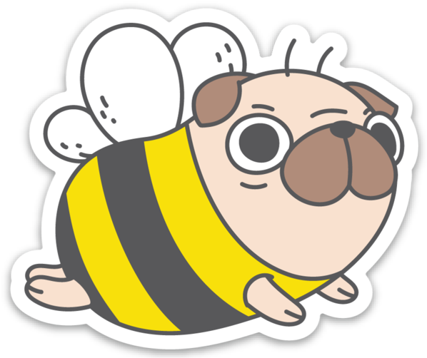 Download Pug Bee Vinyl Sticker - Sticker - Full Size PNG Image - PNGkit