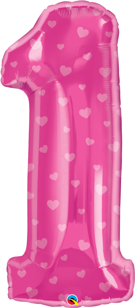 Download Pink 1 Hearts Super Shape Foil Balloon - Number 18 Pink ...
