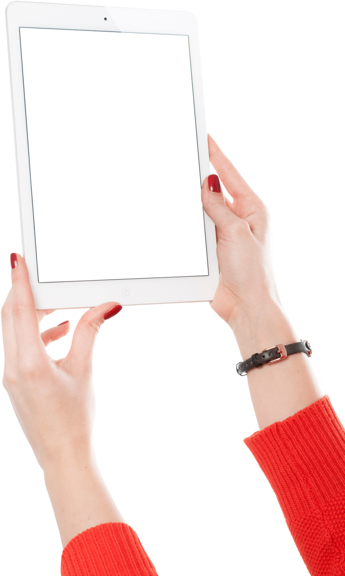 Download Girl Hand Holding White Tablet Png Image - Hand Holding White ...