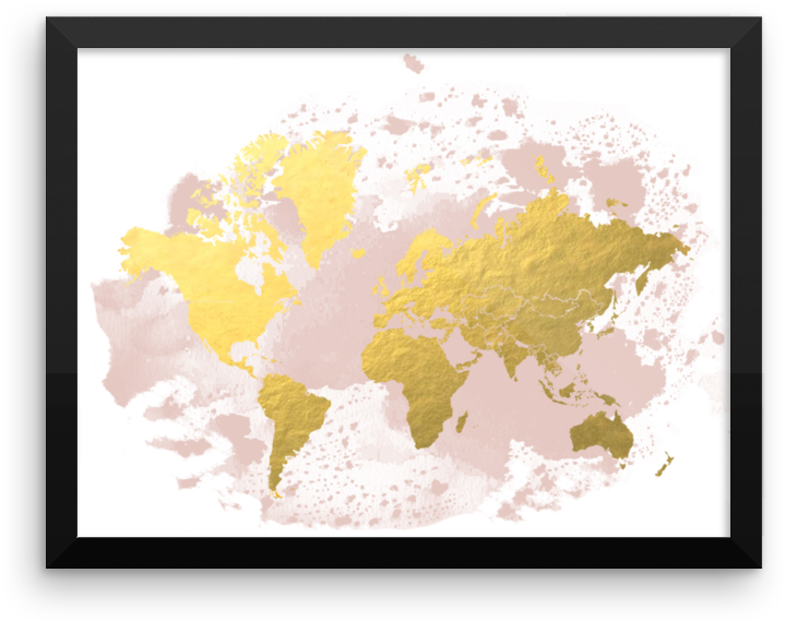 Download Framed World Map - Art - Full Size PNG Image - PNGkit