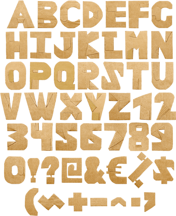 Download Cardboard Cut Yellow Font - Cardboard Font - Full Size PNG ...