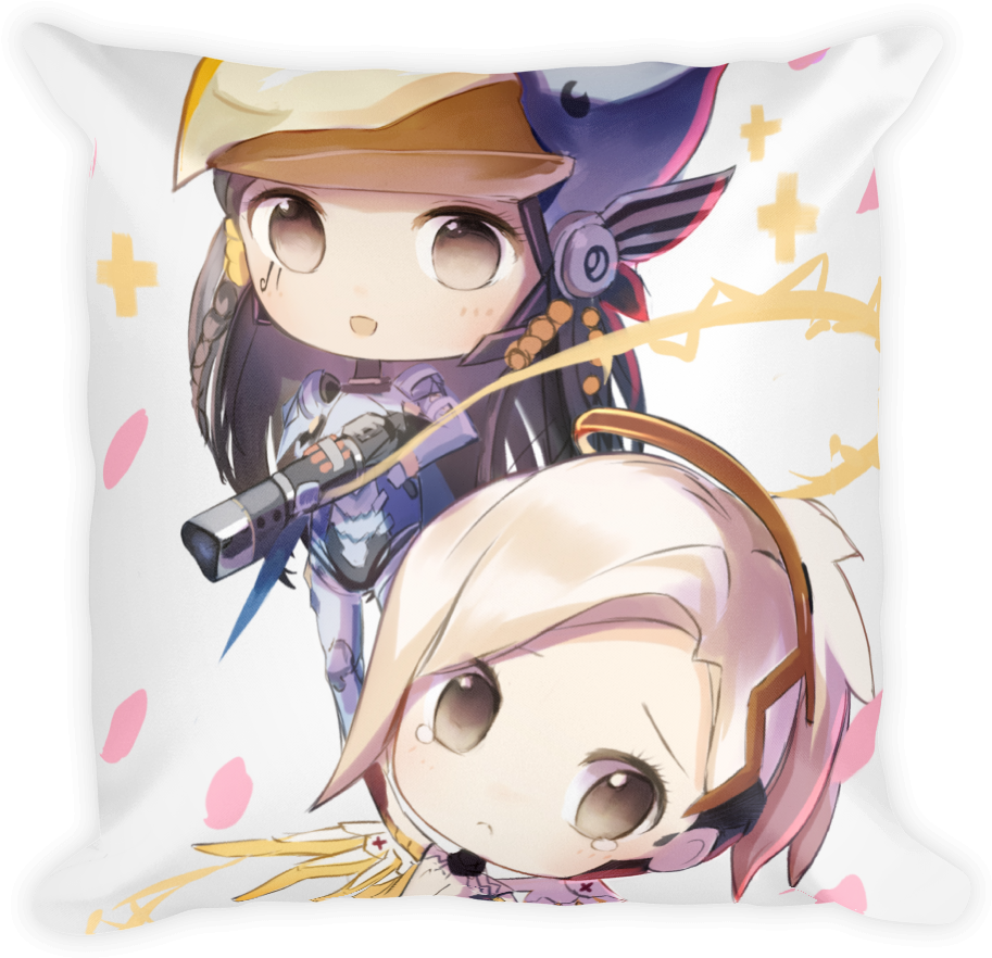 Download Chibi Mercy And Pharah - Pharah And Mercy Cute - Full Size PNG ...