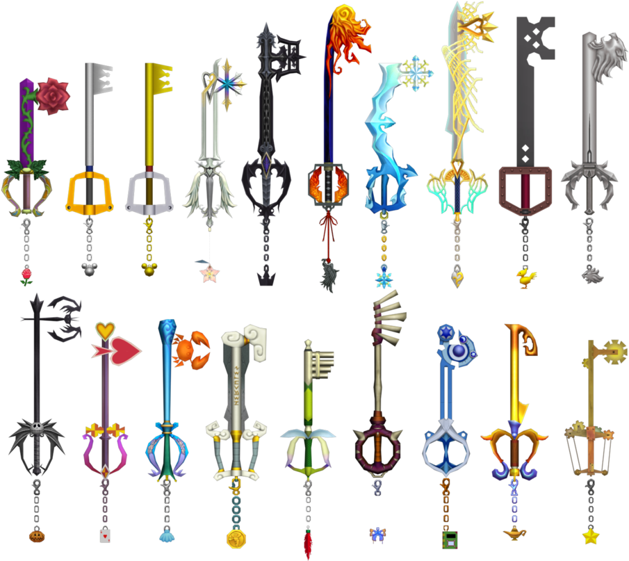 Download All 18 Of Sora's Keyblades Plus Mickey's Keyblade From - Kingdom Hearts Original ...