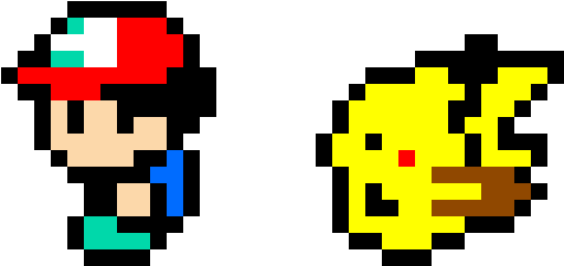 Download Hi, I'm Ash Ketchum - Ash And Pikachu Pixel Art - Full Size ...