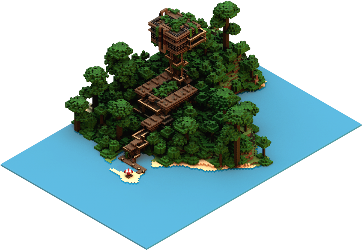 Download Pixel Art Isometric Treehouse - Full Size PNG Image - PNGkit