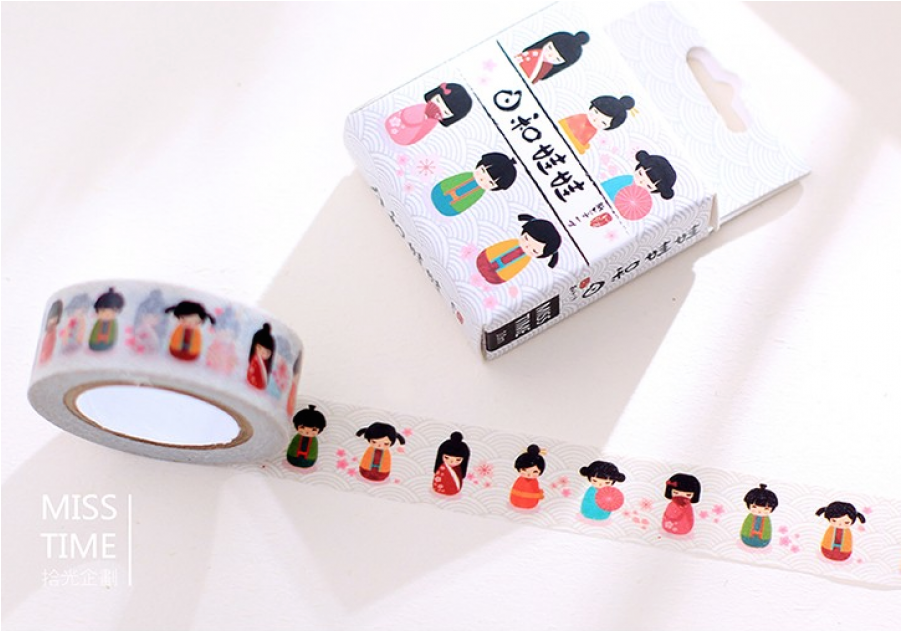 Download Miss Time Kokeshi Dolls Masking Tape - Full Size PNG Image ...