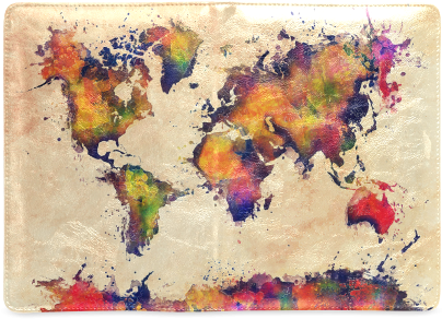 Download World Map Custom Notebook A5 - World Map Green Splash Canvas ...