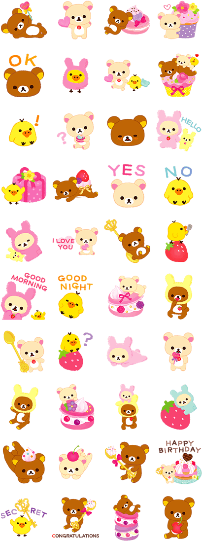 Download Rilakkuma Sweets - Kawaii Transparent Line Stickers - Full ...