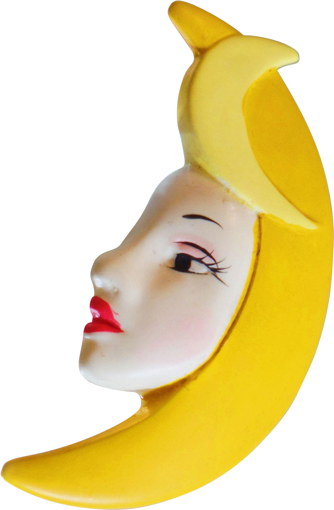 Download Vintage Yellow Moon Brooch - Mask - Full Size PNG Image - PNGkit