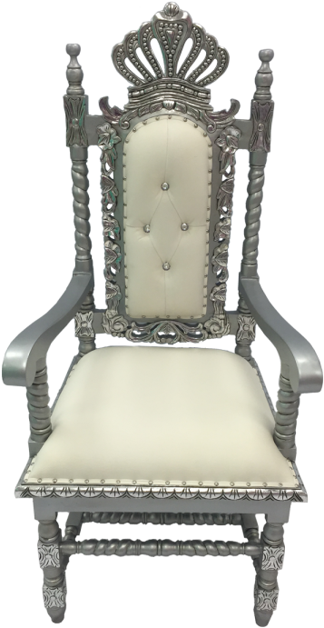 Download Silver And Cream Crown Chair - Princess Chair - Full Size PNG ...