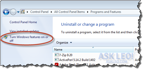 Download The Windows Features Link In Control Panel - Windows 7 - Full ...