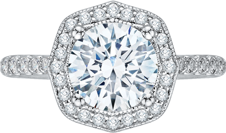 Download 18k White Gold Round Cut Diamond Octagon Shape Halo - Tacori ...