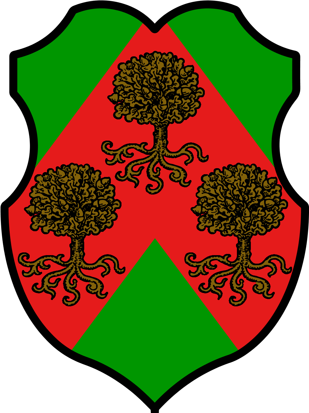 Download Vert, Over A Chevron Gules Three Oak Tree Eradicateds - Full ...