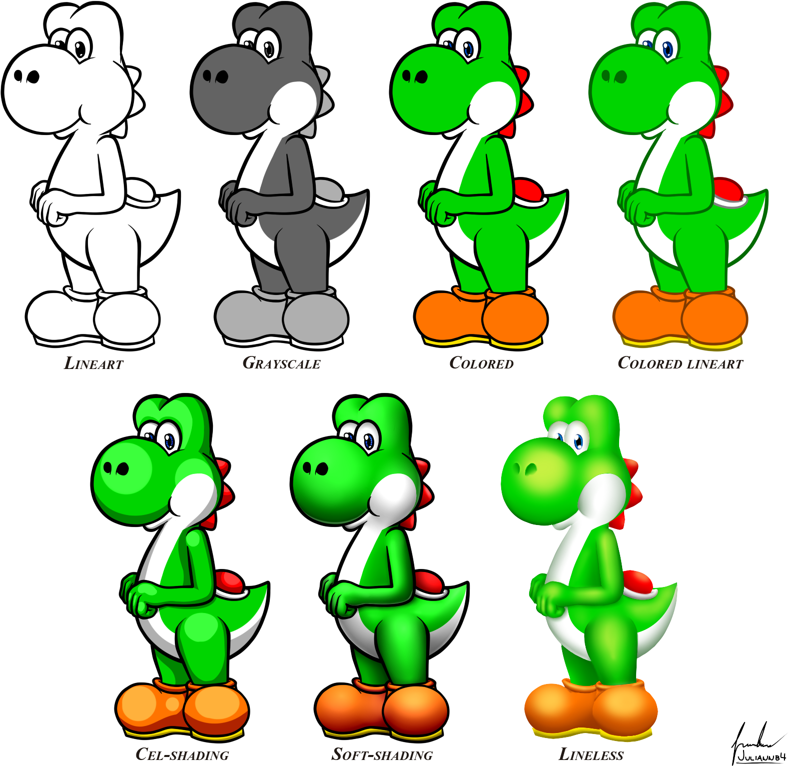 Download Transparent Yoshi Styles By Juliannb - Yoshi Cel Shading - PNGkit
