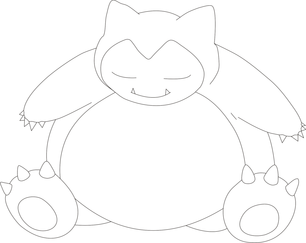 Download Lineart Of Snorlax By Inukawaiilover On Deviantart - Sketch ...