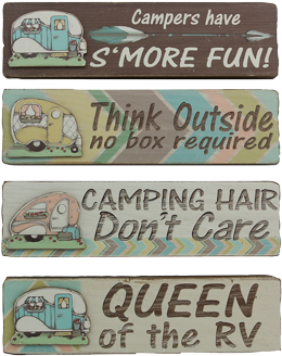 Download Wood Camper Block Sign 7"l 4 Assorted 12 Pc Min - Wood Block ...