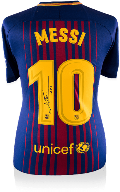 Download Transparent Leo Messi Signed 2017-18 Fc Barcelona Home Jersey ...
