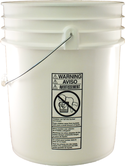Download 5 Gallon White Hdpe Un Pail W/ Child Warning Logo & - Suebee ...