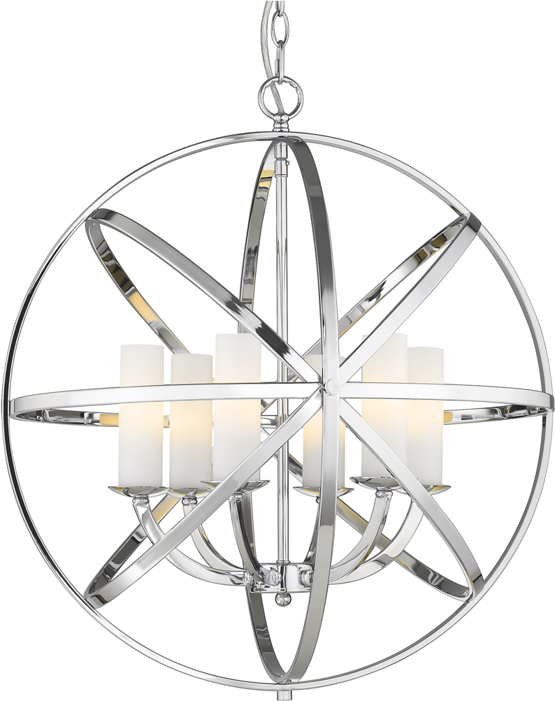 Download 6 Light Orb Ceiling Lamp, Chrome Glass Chandelier Belle ...
