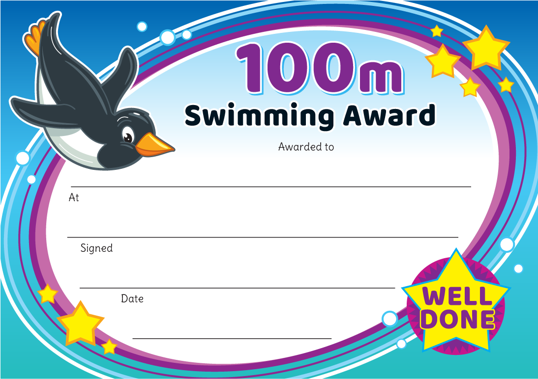 Download 100m Swimming Certificate - Full Size PNG Image - PNGkit