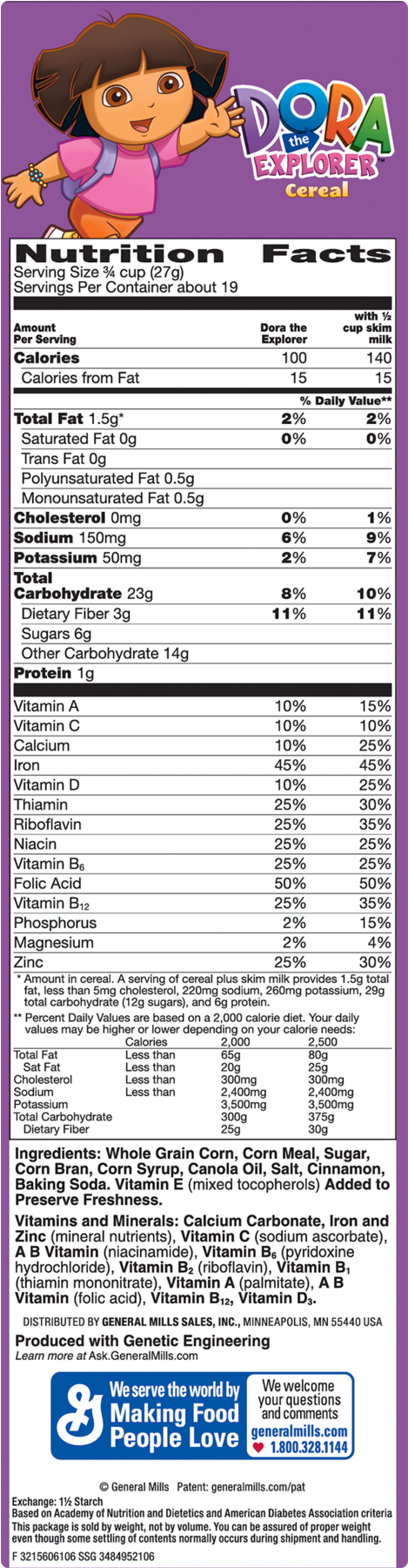 Download Dora The Explorer Breakfast Cereal, - General Mills Cereals ...