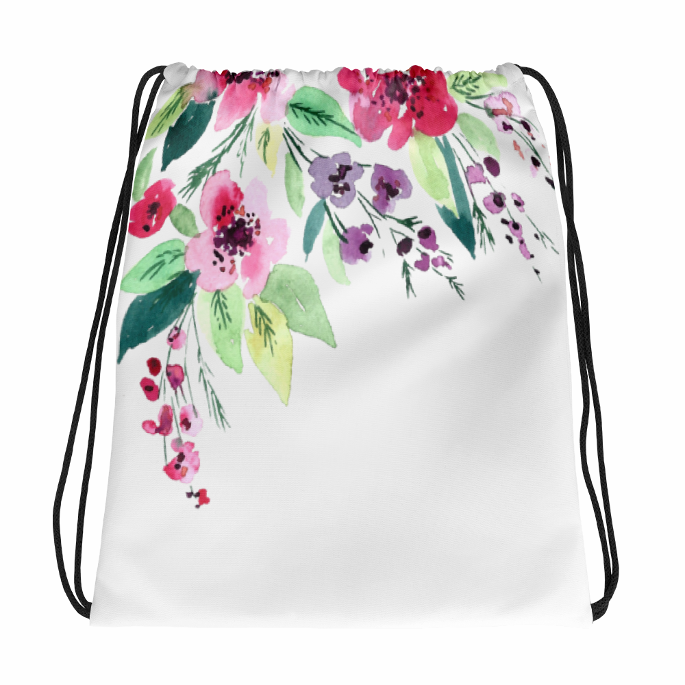 Download Watercolor Flowers Drawstring Bag - Watercolor Painting - Full ...