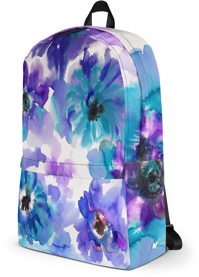 Download Watercolor Anemones Purple & Blue Backpack - Backpack - Full ...