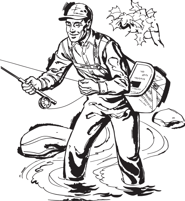 Download Man Fishing In River - Drawing - Full Size PNG Image - PNGkit