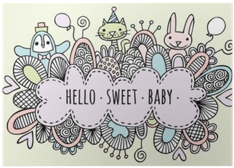 Download Hello Sweet Baby Hand Drawn Doodle Vector Lineart Poster ...