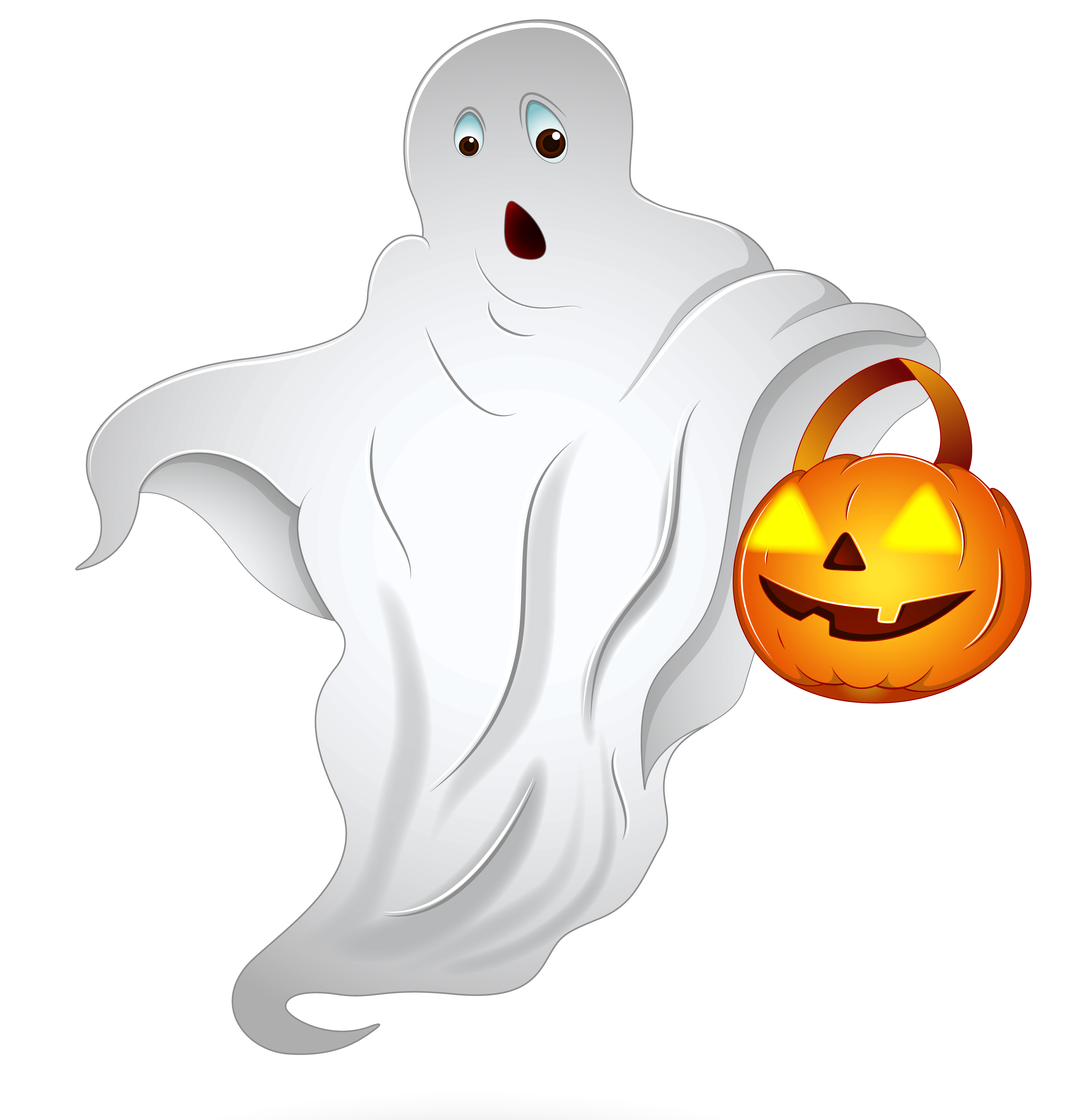 Download Halloween Ghost With Pumpkin Basket Png Clipart - Halloween ...